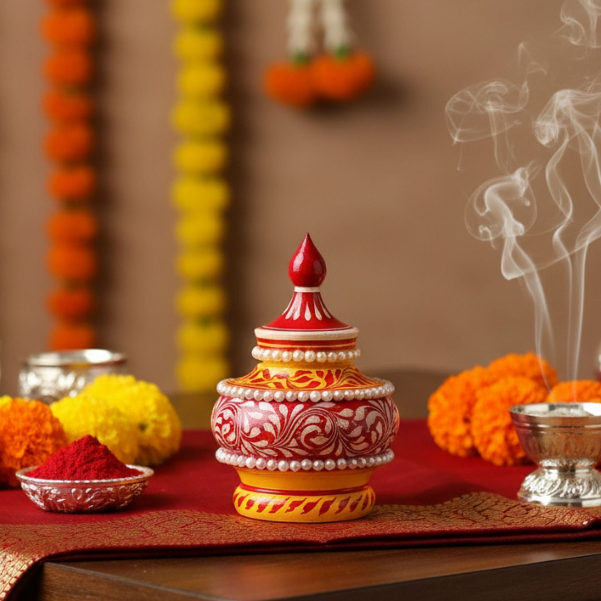 Sondhya Sindoor Kouto | Handcrafted Clay Sindoor Holder | Karukarjo